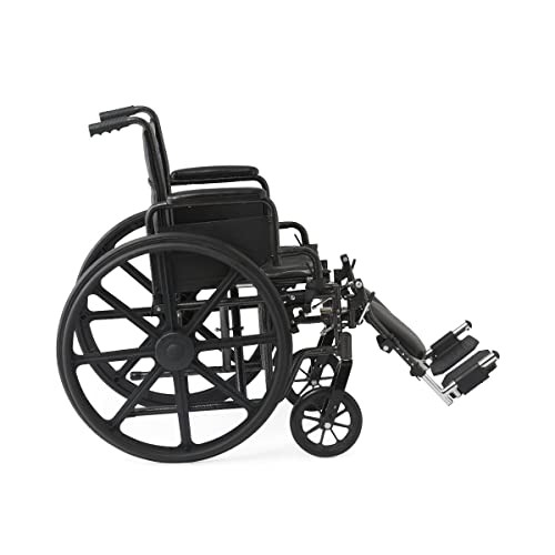 Medline K1 Basic Vinyl Wheelchair with Swing-Back Desk-Length Arms and Elevating Leg Rests, 16-Inch Wide Seat