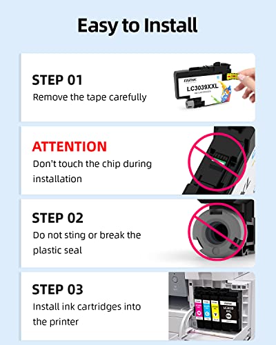 LC3039 Ink cartridges BK/C/M/Y Brother,High Yield,Replacement for Brother LC3039 XXL LC3037 LC3039XXL,Work for Brother MFC-J5845DW MFC-J5945DW MFC-J6545DW MFC-J6945DW Printer