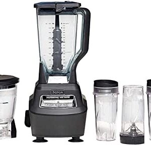 Ninja Mega Kitchen System (BL770) Blender/Food Processor with 1500W Auto-iQ Base, 72oz Pitcher, 64oz Processor Bowl, (4) 16oz Cup for Smoothies, Dough & More (1500W Blender, 64oz Processor & 4 ToGo Cups)