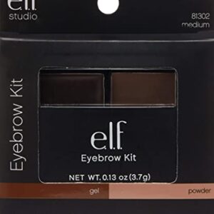 e.l.f, Eyebrow Kit, Brow Powder and Wax Duo, Long Lasting, Defines, Shapes, Fills, Contours, Medium, Fuller, Thicker, More Defined Brows, Brush Included, 0.13 Oz