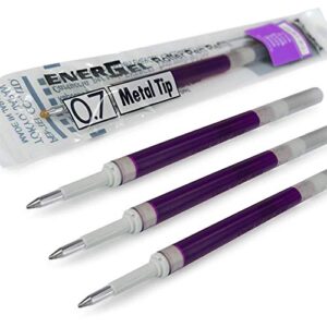 4 x pentel energel 0.7mm refill metal tip lr7 – fits energel xm, bl77/bl57/bl37 – violet