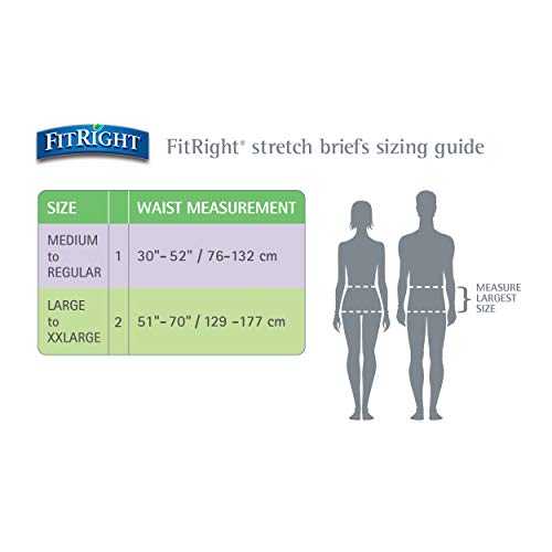 FitRight Stretch Ultra Adult Briefs, Incontinence Diapers with Tabs, Heavy Absorbency, Large/XL/2XL, 51 to 70", 20 Count (Pack of 4)