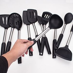 kithcen Utensils set 35 Cooking Utensils set Silicone and Stainless Steel Utensils Set Kitchen Tool Set,Baking Set Kitchen Set Kitchen Gadgets Kitchen Tools Kitchen Accessories Black (M, black)