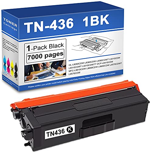 1 Pack TN-436BK Super High Yield Toner Cartridge Compatible TN436BK Black Toner Cartridge Replacement for Brother HL-L8260CDW L8360CDW L8360CDWT MFC-L8900CDW Printer Toner.