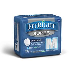 fitright super protective incontinence underwear, maximum absorbency, medium, 28 to 40″, 20 count