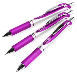 pentel energel xm bl77 – retractable liquid gel ink pen – 0.7mm – 54% recycled – magenta – pack of 3