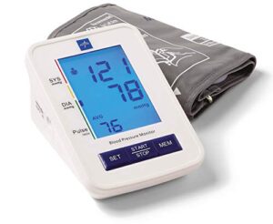 medline automatic digital blood pressure monitor with standard adult cuff for upper arm, with large led display, batteries included, great for home use, professional medical use