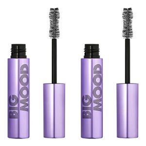 e.l.f. big mood mascara, instantly creates long-lasting, bold & lifted, voluminous lashes, infused with jojoba wax, black, 0.30 fl oz (2-pack)