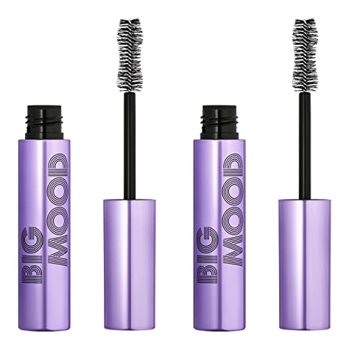 e.l.f. Big Mood Mascara, Instantly Creates Long-Lasting, Bold & Lifted, Voluminous Lashes, Infused with Jojoba Wax, Black, 0.30 fl Oz (2-Pack)