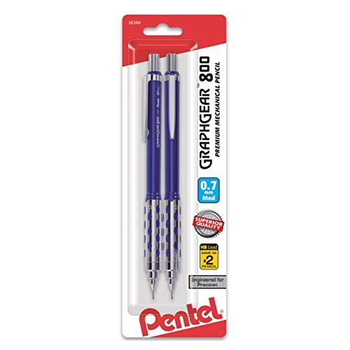 Pentel GraphGear800 Automatic Drafting Pencil (0.7mm) 2pk (PG807BP2)