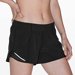 Lululemon Athletica Hotty Hot Short Low-Rise 4 inch Long (Black, 0, Numeric_0)