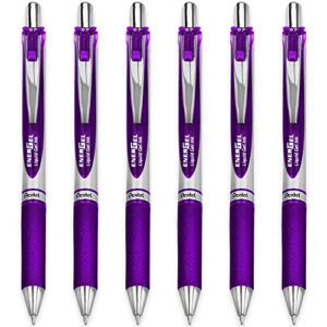 pentel energel xm bl77 – retractable liquid gel ink pen – 0.7mm – 54% recycled – violet ink – pack of 6