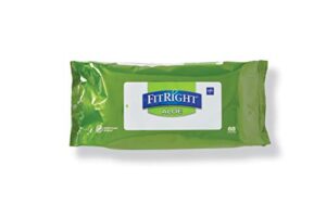 fitright aloe personal cleansing cloth wipes, scented, 8 x 10 inch adult large incontinence wipes, 68 count, pack of 12