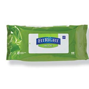 FitRight Aloe Personal Cleansing Cloth Wipes, Scented, 8 x 10 inch Adult Large Incontinence Wipes, 68 count, pack of 12