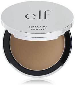 e.l.f, beautifully bare sheer tint finishing powder, mattifying, silky, light coverage, long lasting, controls shine, creates a flawless face, medium/dark, all-day wear, 0.33 oz