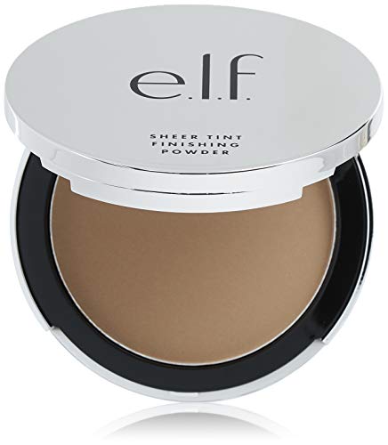 e.l.f, Beautifully Bare Sheer Tint Finishing Powder, Mattifying, Silky, Light Coverage, Long Lasting, Controls Shine, Creates a Flawless Face, Medium/Dark, All-Day Wear, 0.33 Oz