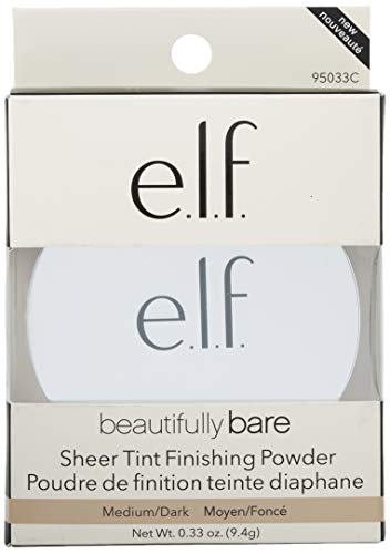 e.l.f, Beautifully Bare Sheer Tint Finishing Powder, Mattifying, Silky, Light Coverage, Long Lasting, Controls Shine, Creates a Flawless Face, Medium/Dark, All-Day Wear, 0.33 Oz