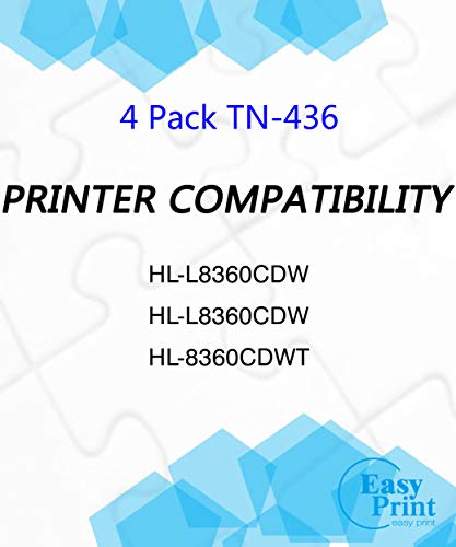 EASYPRINT (4-Pack) Compatible TN-436 TN436 Toner Cartridge Used for Brother HL-8260CDW L8360CDWT L9310CDW MFC-L8690CDW L8900CDW L8610CDW L9570CDW(T) DCP-L8410CDW Printer (Black Cyan Magenta Yellow)