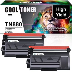 cool toner compatible toner cartridge replacement for brother super high yield tn880 tn-880 tn 880 hl-l6200dw mfc-l6700dw mfc-l6800dw hl-l6200dwt hl-l6300dw mfc-l6900dw printer (black, 2-pack)