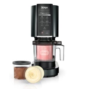 ninja creami ice cream, sorbet, milkshake maker + 3 creami pints, black