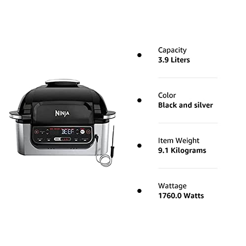 Ninja Foodi 5-in-1 Indoor Grill with Integrated Smart Probe, 3.9 L (4 qt.) Air Fryer