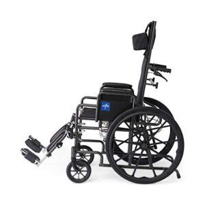 Medline Reclining Wheelchair, Desk-Length Arms and Elevating Leg Rests, 16" x 18" Seat (W x D)