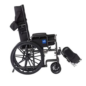 Medline Reclining Wheelchair, Desk-Length Arms and Elevating Leg Rests, 16" x 18" Seat (W x D)