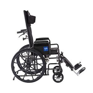 Medline Reclining Wheelchair, Desk-Length Arms and Elevating Leg Rests, 16" x 18" Seat (W x D)