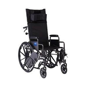 Medline Reclining Wheelchair, Desk-Length Arms and Elevating Leg Rests, 16" x 18" Seat (W x D)