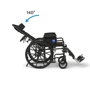 Medline Reclining Wheelchair, Desk-Length Arms and Elevating Leg Rests, 16" x 18" Seat (W x D)