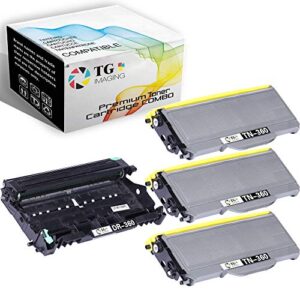 (4 pack, toner+drum) tg imaging compatible tn360 toner cartridge and dr360 drum unit replacement for brother hl-2170w hl-2140 hl-2150n mfc-7340 mfc-7840w printer