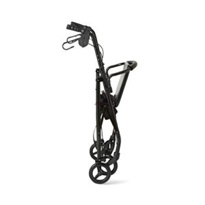 Medline Aluminum Rollator Walker with Seat, Folding Mobility Rolling Walker has 6 inch Wheels, Black