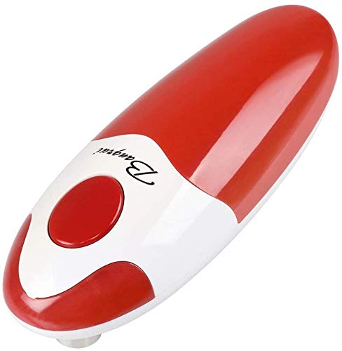 BangRui Smooth Soft Edge Electric Can Opener with One-Button Start and One-Button Manual Stop (Red)