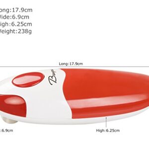 BangRui Smooth Soft Edge Electric Can Opener with One-Button Start and One-Button Manual Stop (Red)