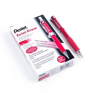 pentel twist-erase iii mechanical pencil, 0.7mm, red barrel, 12 count(qe517b)