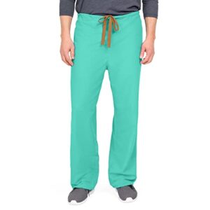 medline performax unisex reversible front-drawstring scrub pants, jade, size medium, regular inseam