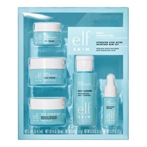 e.l.f.skin hydrated ever after skincare mini kit, cleanser, makeup remover, moisturizer & eye cream for hydrating skin, tsa-friendly sizes