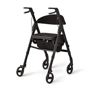 Medline Momentum Rollator With Seat, Premium Rolling Walker, 6" Wheels, Gray, Supports Up To 250 lbs