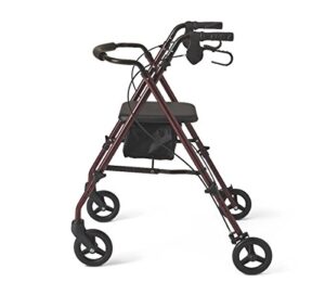 medline ultralight rollator with 6″ wheels, burgundy