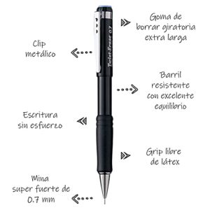 Pentel Twist-Erase III Mechanical Pencil, 0.7mm, Black Barrel, 12 Pack (QE517A-12)