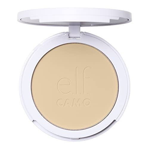 e.l.f. Camo Powder Foundation, Lightweight, Primer-Infused Buildable & Long-Lasting Medium-to-Full Coverage Foundation, Fair 140 W