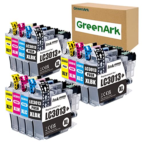 GREENARK Compatible Ink Cartridge Replacement for Brother LC3013 LC-3013 XL High Yield Ink use for Brother MFC-J491DW, MFC-J497DW, MFC-J690DW, MFC-J895DW Printer (3 Black, 3 Cyan, 3 Magenta, 3 Yellow)