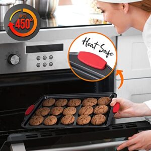 NutriChef w/Heat Red Silicone Handles, Oven Safe, 21 Piece Set, Black