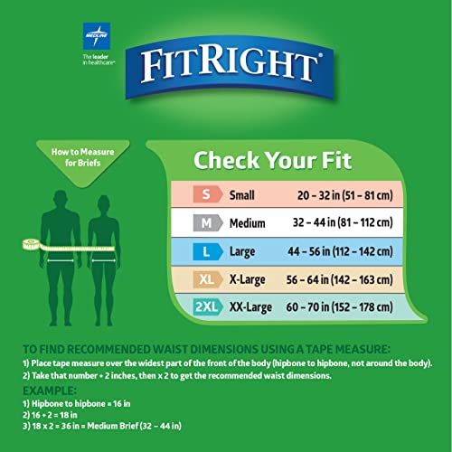 MEDLINE FITPLUSLG FITPLUSLGZ FitRight Plus Briefs (Pack of 20)