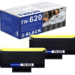 2 Pack TN-620 TN620 Black Toner Cartridges Replacement for Brother MFC-8370 8460N 8470DN 8660DN 8480DN 8880DN 8670DN 8860DN 8680DN 8690DN 8890DW 8870DW DCP-8060 8065DN 8080DN 8085DN Printer.