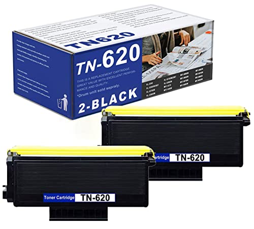 2 Pack TN-620 TN620 Black Toner Cartridges Replacement for Brother MFC-8370 8460N 8470DN 8660DN 8480DN 8880DN 8670DN 8860DN 8680DN 8690DN 8890DW 8870DW DCP-8060 8065DN 8080DN 8085DN Printer.