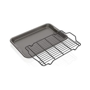 ninja b32102 foodi neverstick premium 2-piece bakeware sheet set, nonstick, oven safe up to 500⁰f, with 10 x 15 inch baking sheet & 10 x 15 inch cooling/roasting rack, dishwasher safe, grey