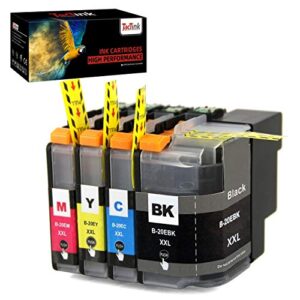 lc-20e ink cartridges, super high yield compatible ink cartridge replacement for brother lc20e xxl use with brother mfc-j775dw, mfc-j5920dw, mfc-j985dw xl (1 black, 1 cyan, 1 magenta, 1 yellow) 4-pack