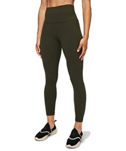 lululemon align ii stretchy yoga pants – high-waisted design, 25 inch inseam, dark olive, size 8