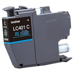 Brother Genuine High Yield Cyan Ink Cartridge, LC401XLCS